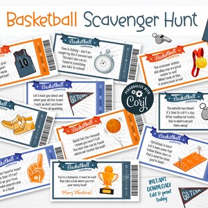 Basketball Scavenger Hunt Clue Cards / Basketball Birthday Kids ...