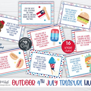 4th of July Scavenger Hunt Clue Cards / Outdoor Fourth of July - Etsy