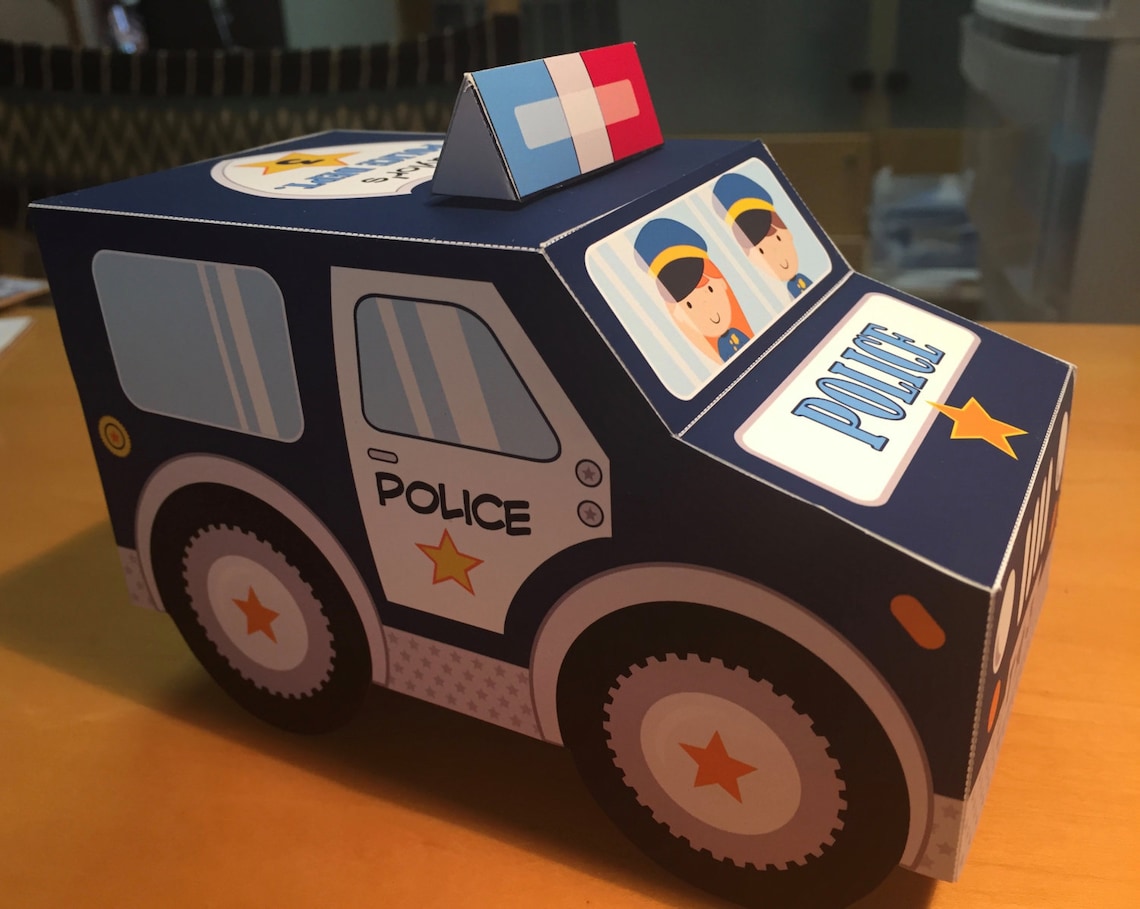 Police Car Favor Box Centerpiece Decoration, First Responder Printable ...