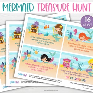 Mermaid Party Treasure Hunt Clues for Kids, Under the Sea Birthday ...