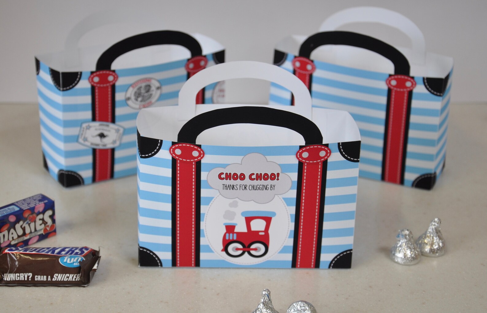 Train Party Suitcase Favor Box - Blue Red and Black Pdf Printable ...