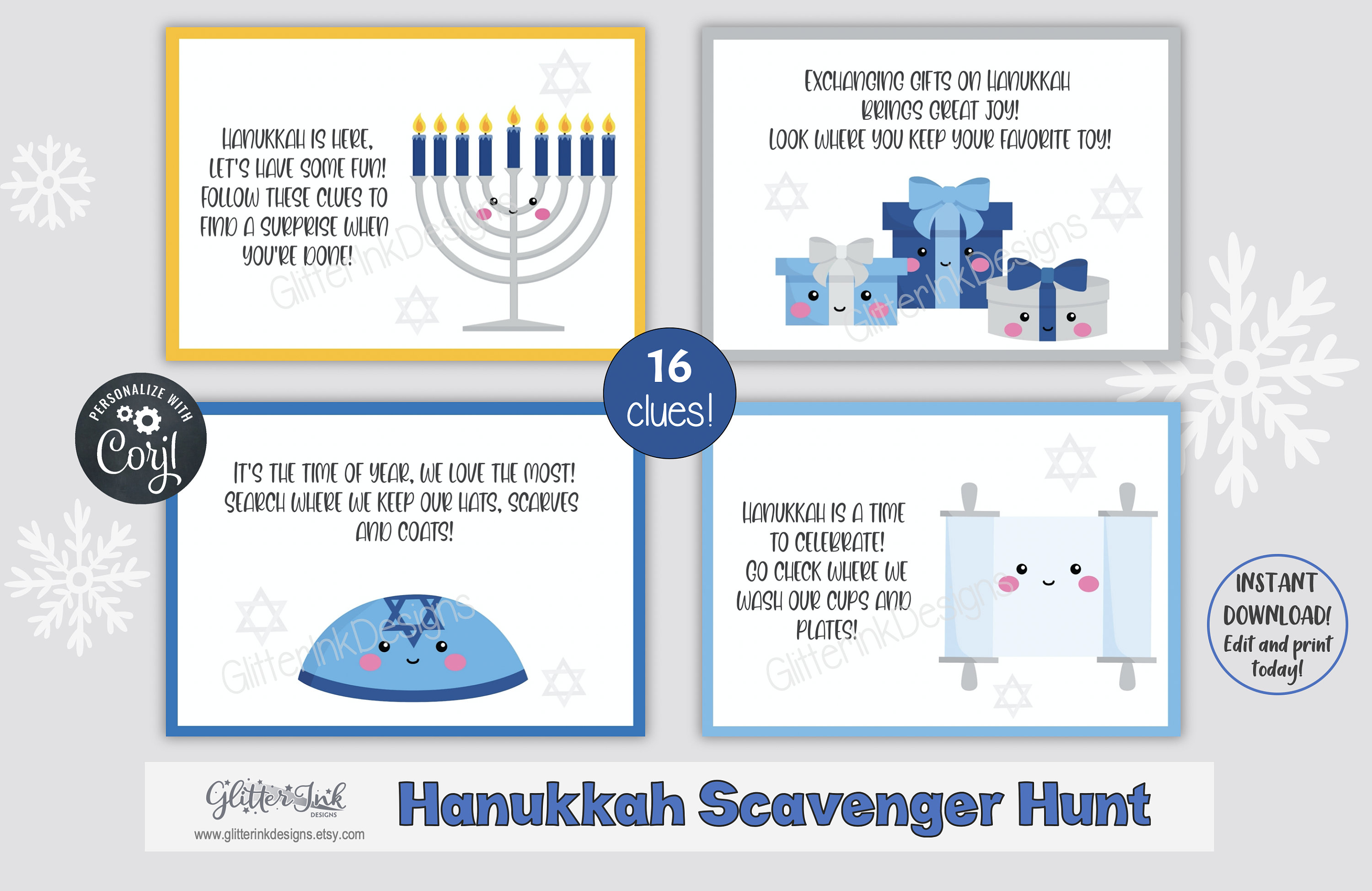 Hanukkah Scavenger Hunt Clue Cards / Hanukkah Treasure Hunt - Etsy