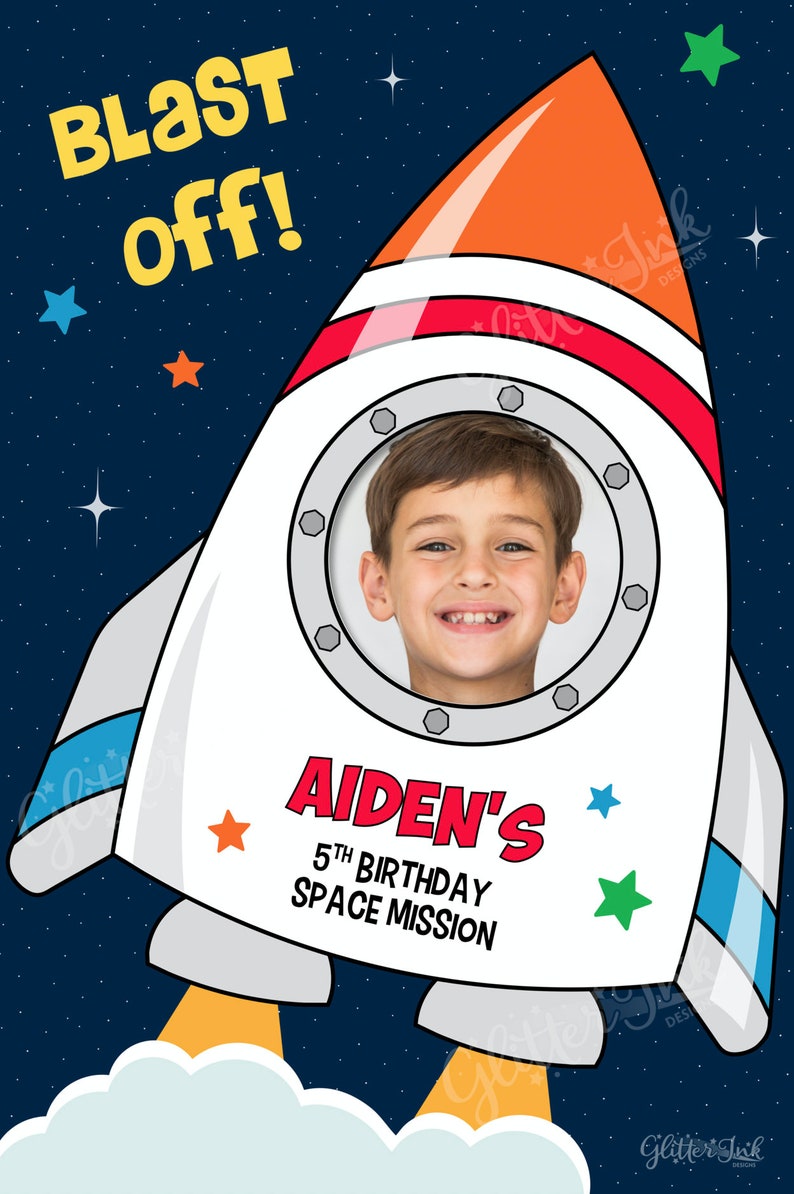 Outer Space Party Photo Booth Frame / Rocket Printable Party - Etsy