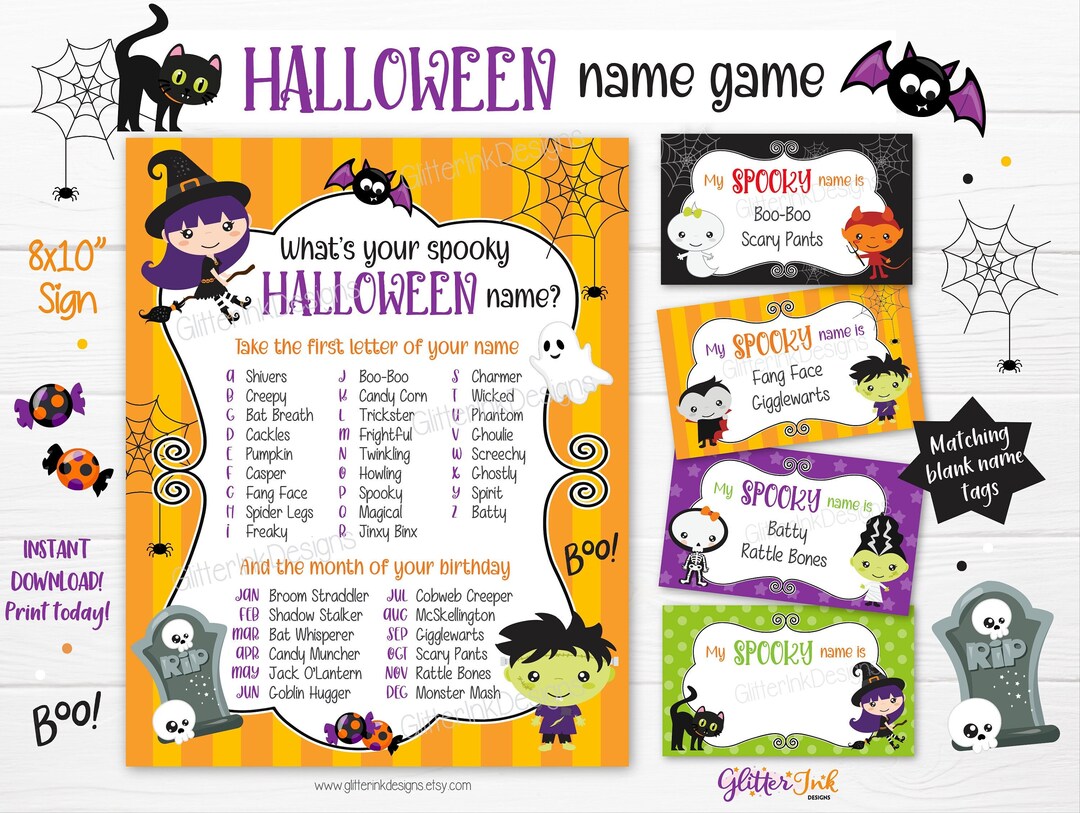 What's Your Spooky Halloween Name Game / Spooktacular Printable Sign ...