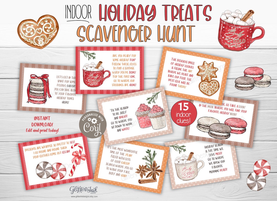 Indoor Christmas Scavenger Hunt for Older Kids, Gingerbread Holiday ...