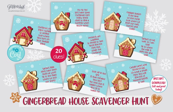 Christmas scavenger hunt clue cards / Christmas treasure hunt clues ...