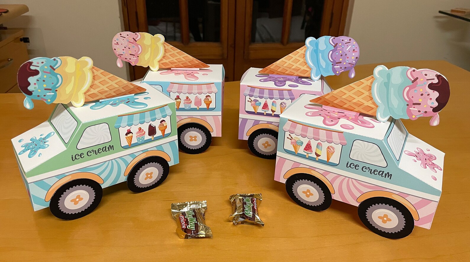 Set of 4 Ice Cream Truck Printable Favor Box Templates / Ice Cream ...