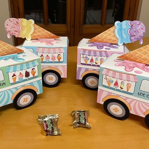 Set of 4 Ice Cream Truck Printable Favor Box Templates / Ice Cream ...