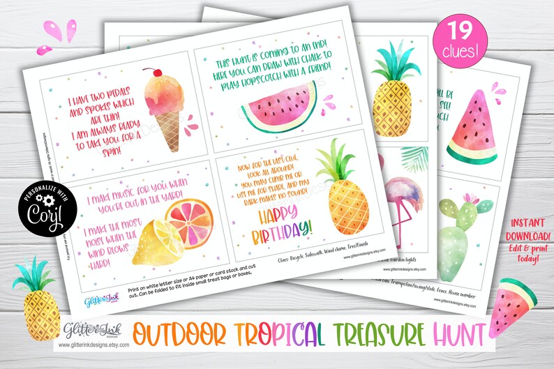 Toucan Flamingo Summer Scavenger Hunt Printable, Pineapple Watermelon ...