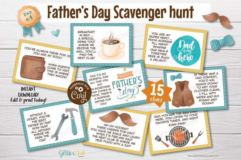 Father's Day Scavenger Hunt / Best Dad Ever Treasure Hunt Clues / Super ...