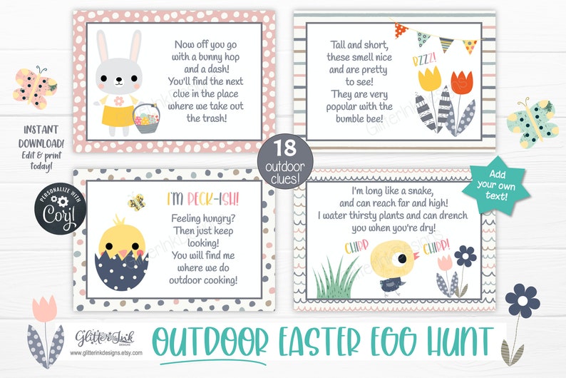 Outdoor Easter Scavenger Hunt for Kids / Easter Egg Hunt Clues Editable ...