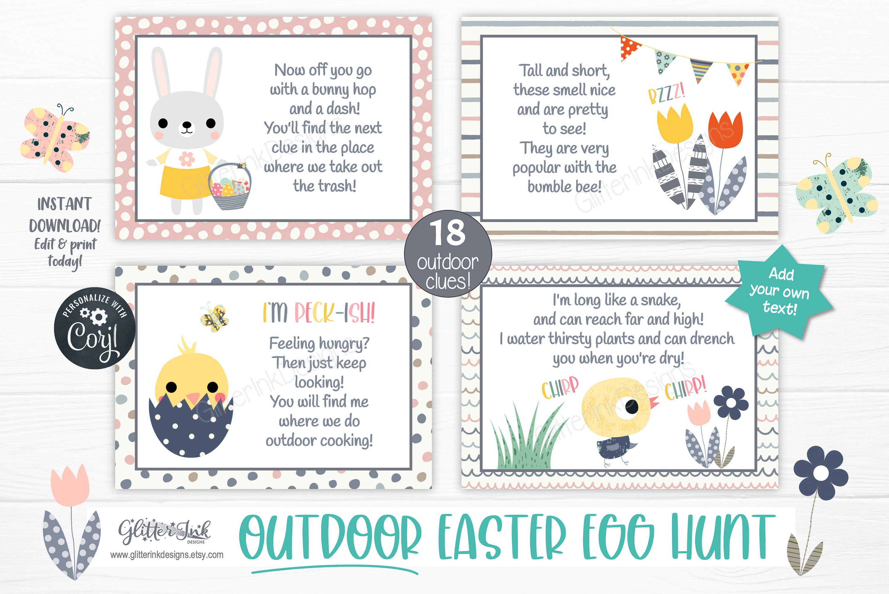 Outdoor Easter Scavenger Hunt for Kids / Easter Egg Hunt Clues Editable ...