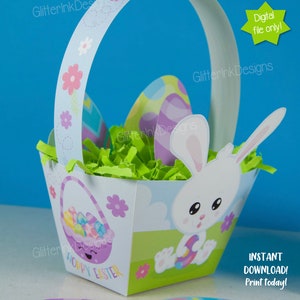 Mini Easter Basket - Easter Chick and Easter Bunny Printable Basket ...