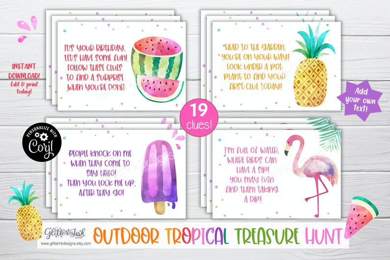 Toucan Flamingo Summer Scavenger Hunt Printable, Pineapple Watermelon ...