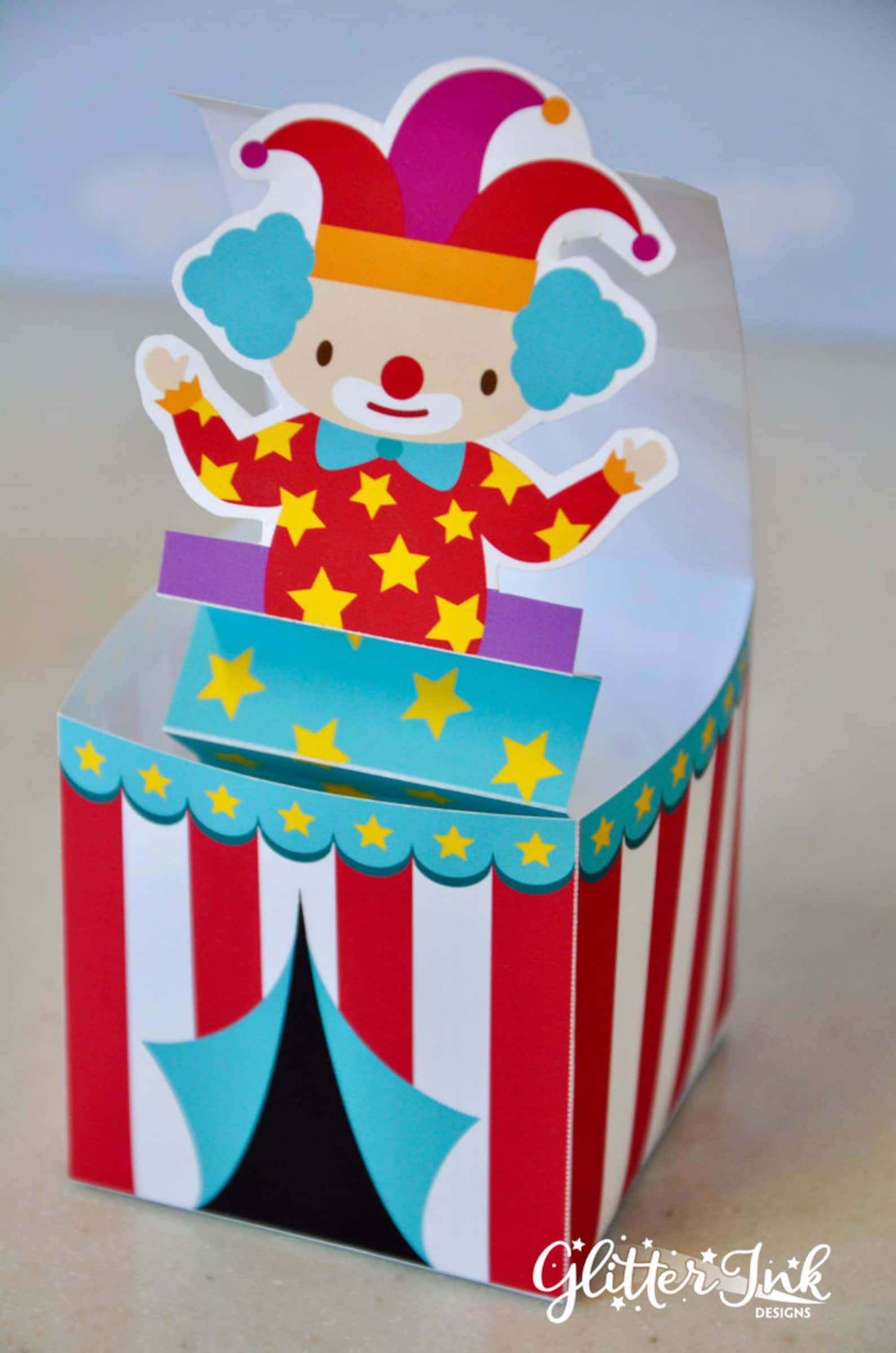 Circus Carnival Clown Jack in the Box Pop up Favor Box PDF - Etsy