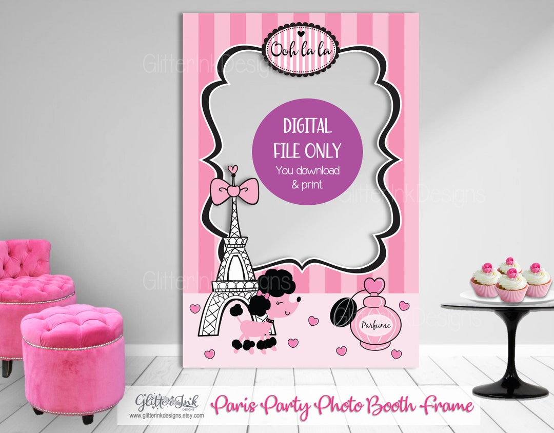 PRINTABLE 24x36" Paris Theme Party Photo Booth Frame / Paris Party Prop ...