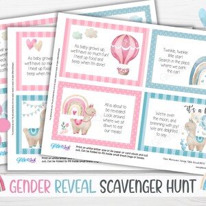 Gender Reveal Scavenger Hunt Clue Cards for Baby Shower Party Games ...