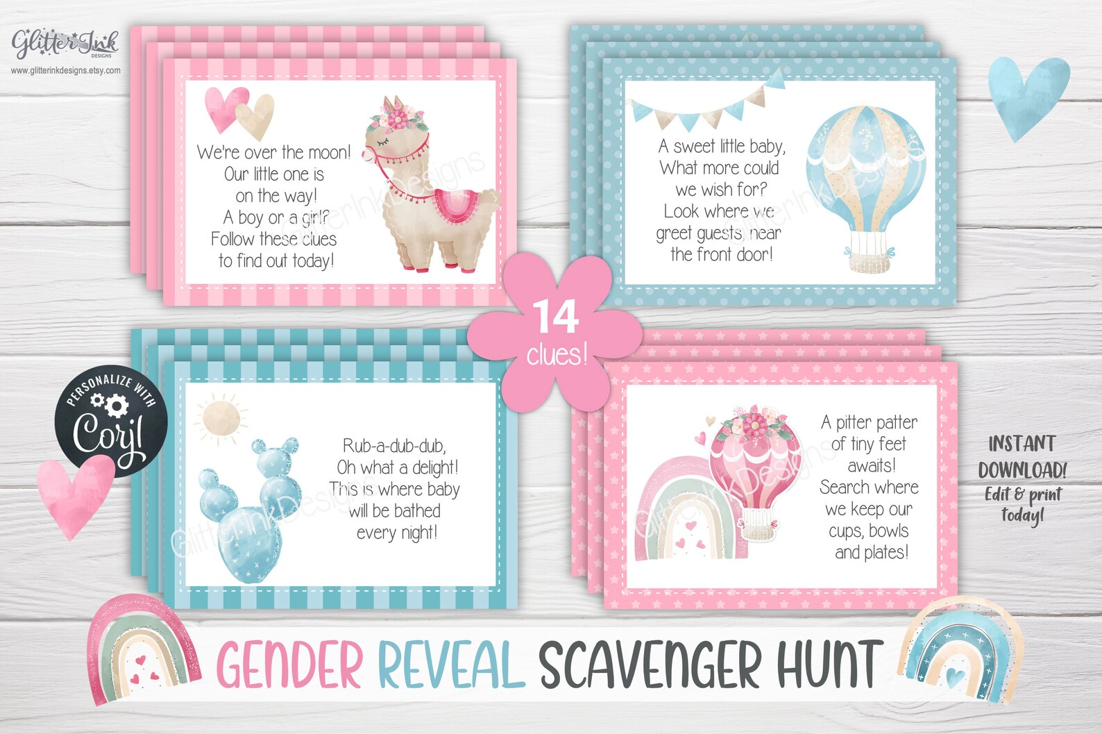 Gender Reveal Scavenger Hunt Clue Cards / Gender Reveal - Etsy