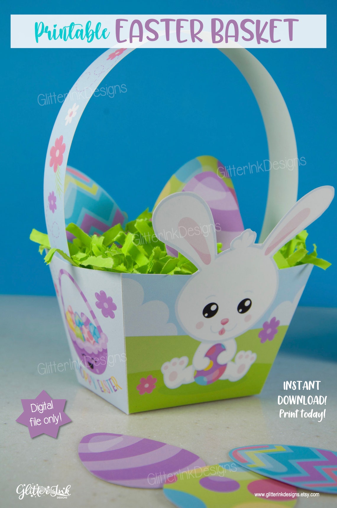Mini Easter Basket - Easter Chick and Easter Bunny Printable Basket ...
