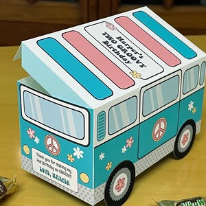 Groovy Party Hippie Bus Printable Favor Box, Van Party Favors ...