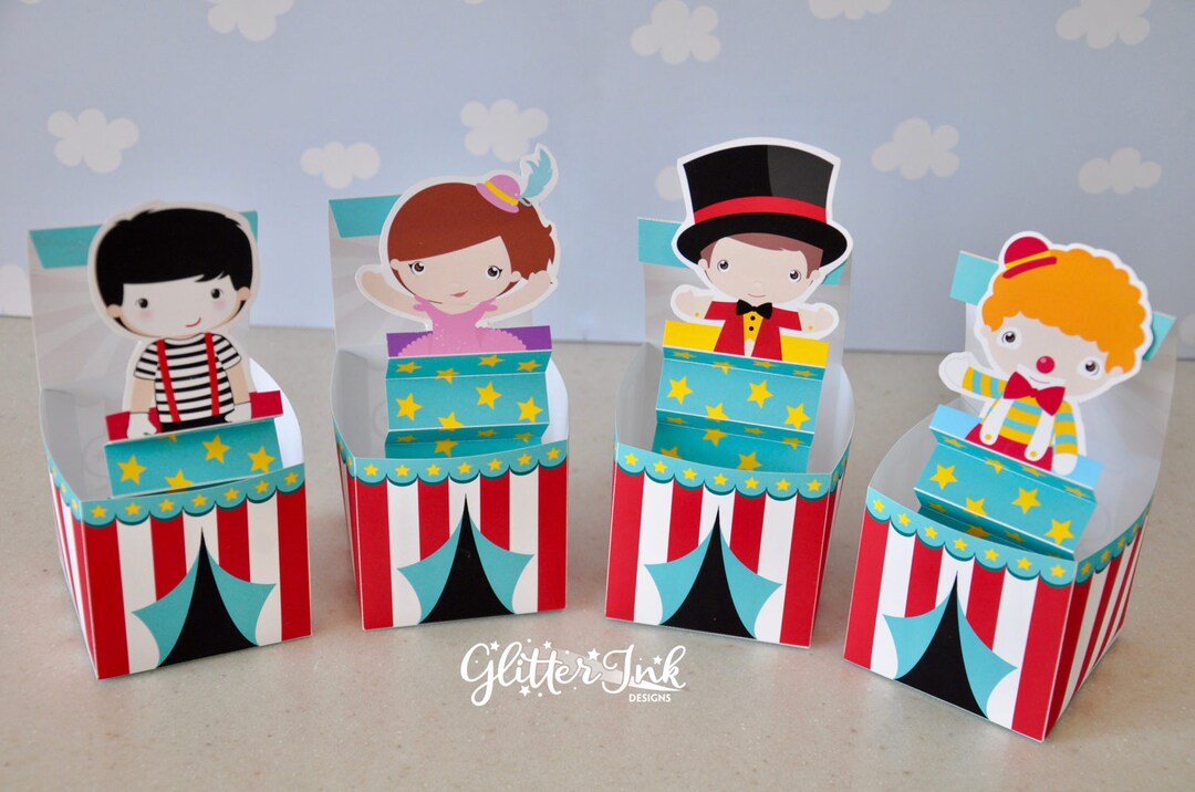 Circus Carnival Kids Pop up Favor Box Jack in the Box PDF Printable ...