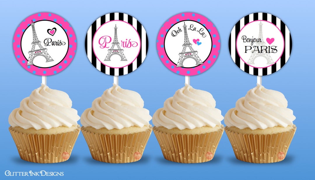 Paris Party Printable Cupcake Toppers and Wrappers, Ooh La La Circle ...
