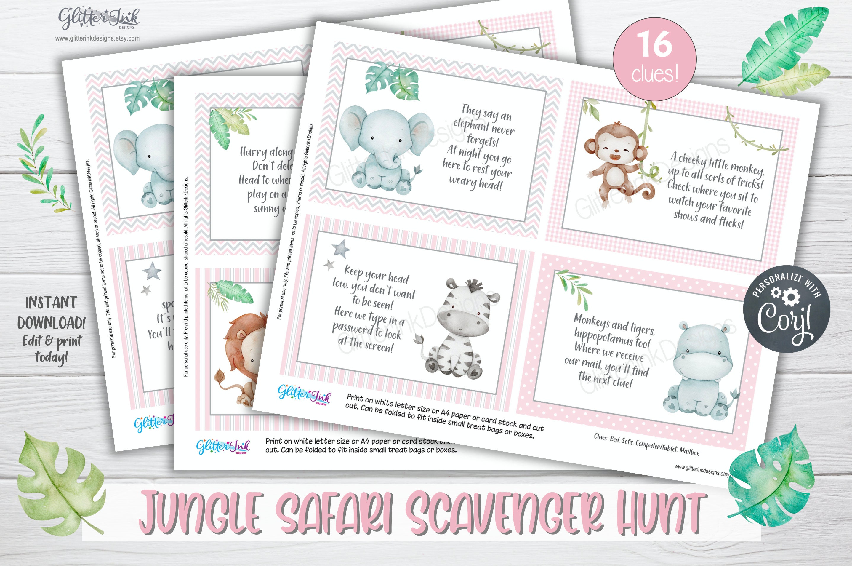 Safari Scavenger Hunt Clue Cards / Jungle Party Treasure Hunt | Etsy