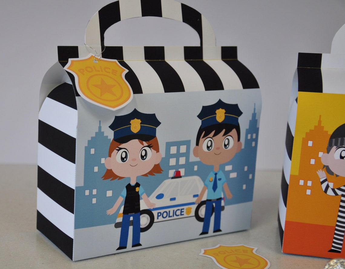 Cops and Robbers Police Party Favor Box Digital PDF - Etsy