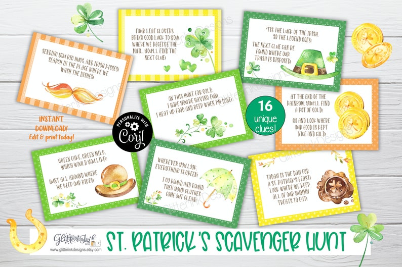St Patricks Day Scavenger Hunt for Kids / St Patricks Day | Etsy