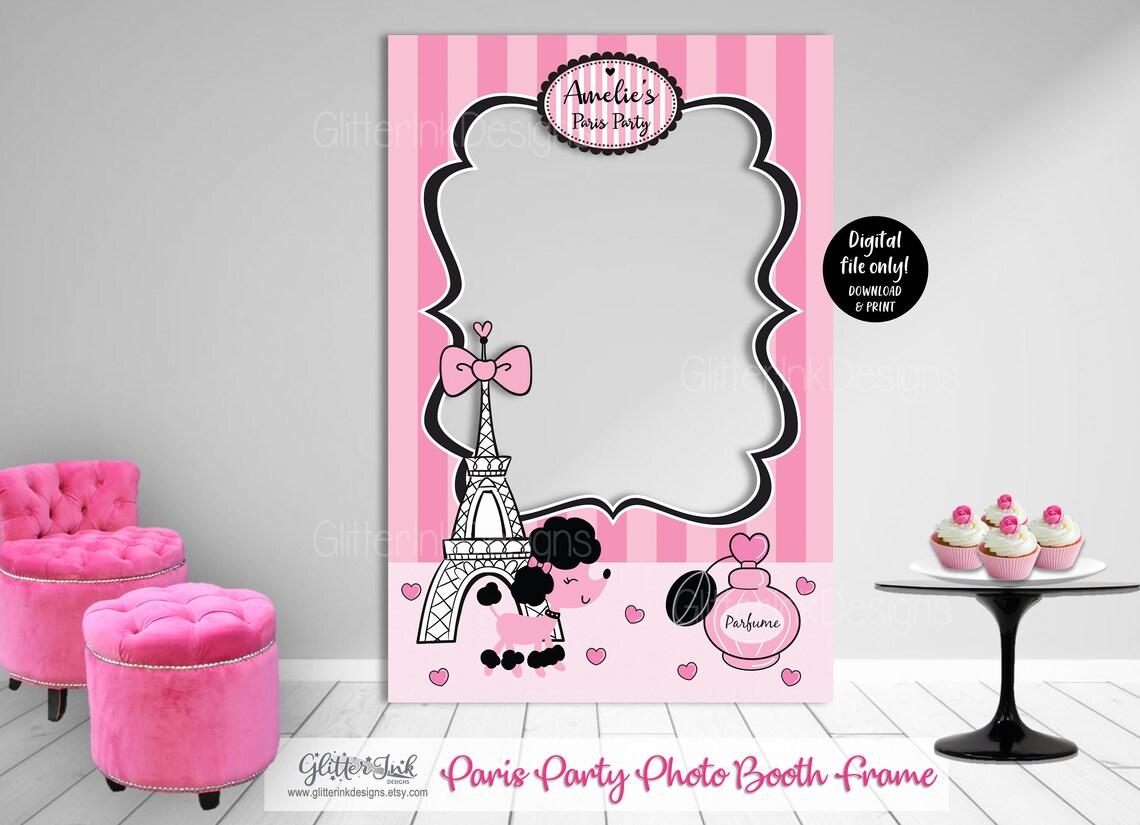 PRINTABLE Paris Theme Party Photo Booth Frame / Paris Party Prop ...