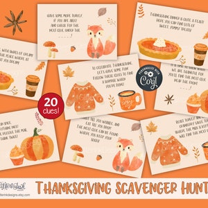 Thanksgiving Scavenger Hunt Clue Cards / Thanksgiving Treasure Hunt ...