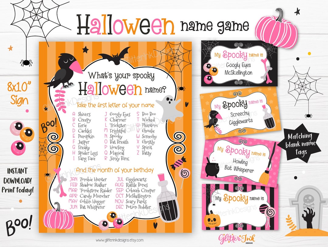 What's Your Spooky Halloween Name Game / Spooktacular Printable Sign ...