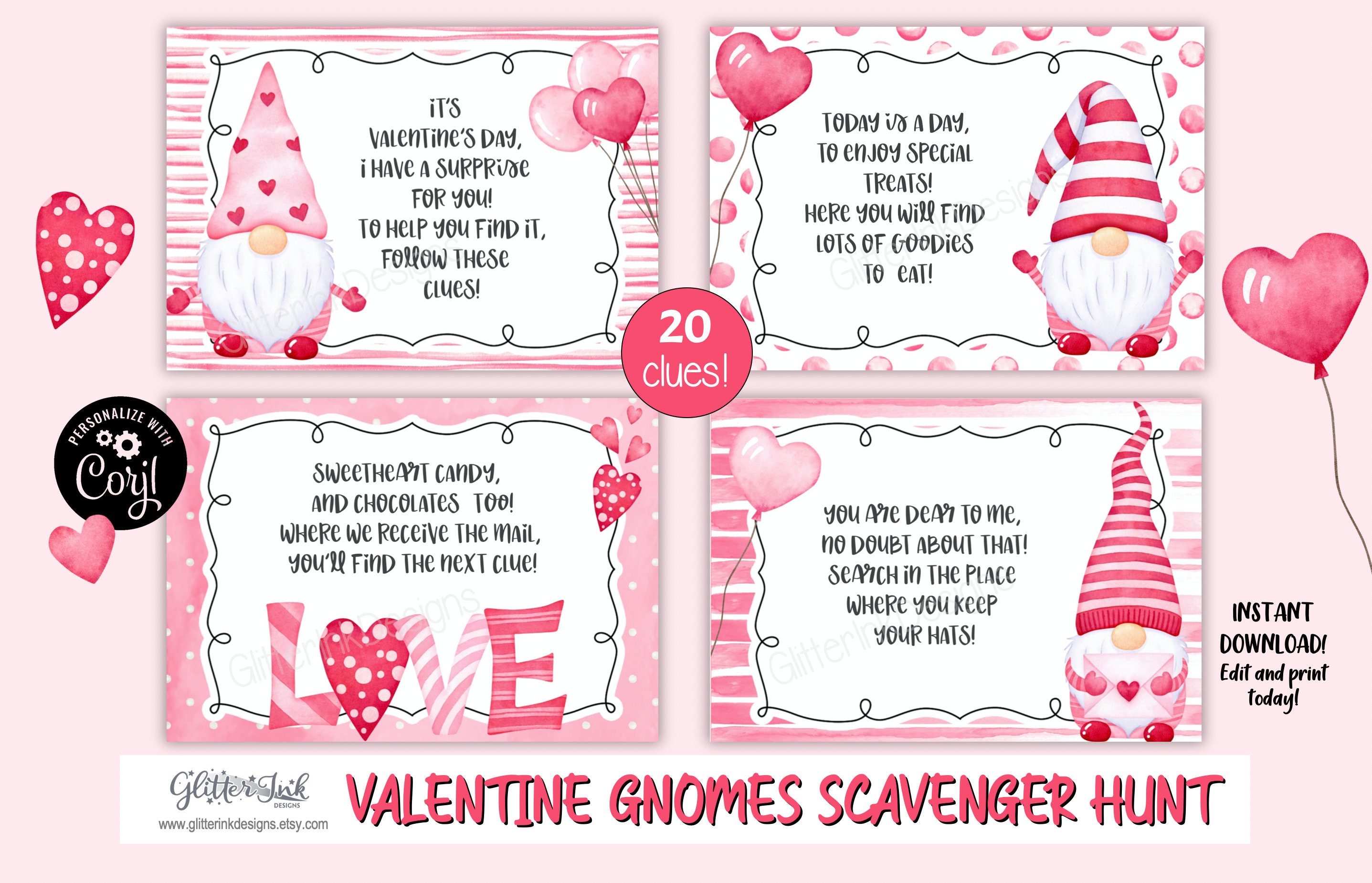Valentine's Day scavenger hunt clue cards / Valentines Day | Etsy