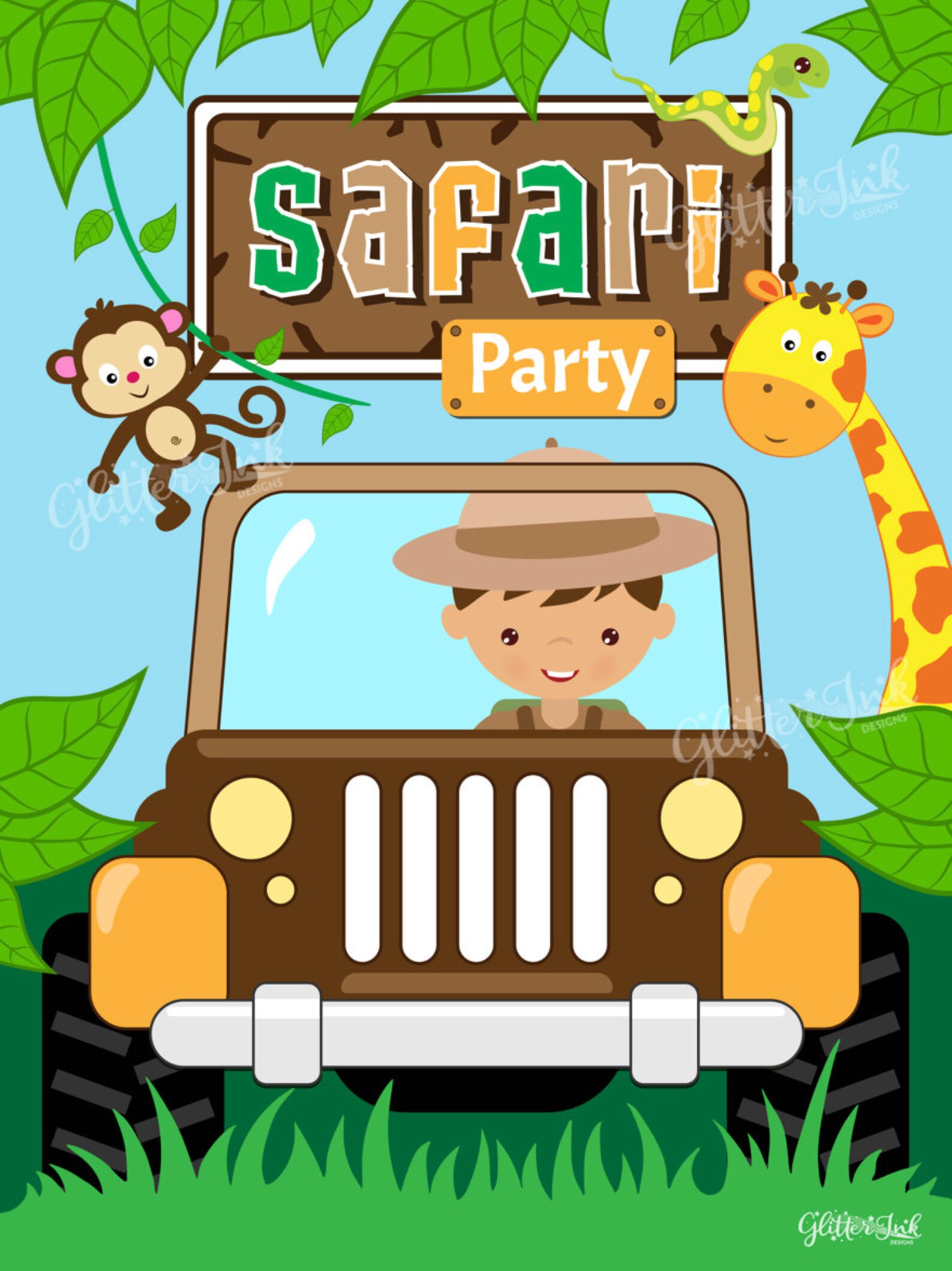 PRINTABLE 36x48 Jungle Party Photo Booth Prop / Animal - Etsy