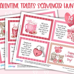 Valentine's Day Scavenger Hunt Clue Cards / Valentines Day Treasure ...