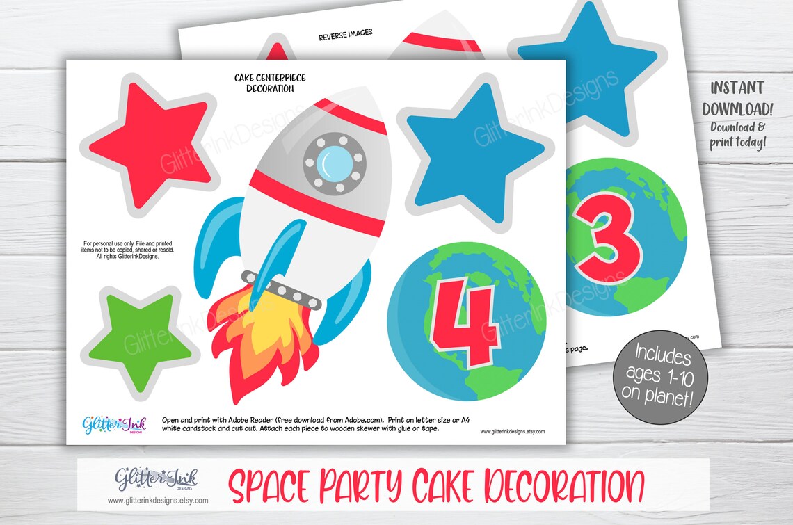 Outer Space Party Printable Cake Topper / Space Centerpiece / Space ...