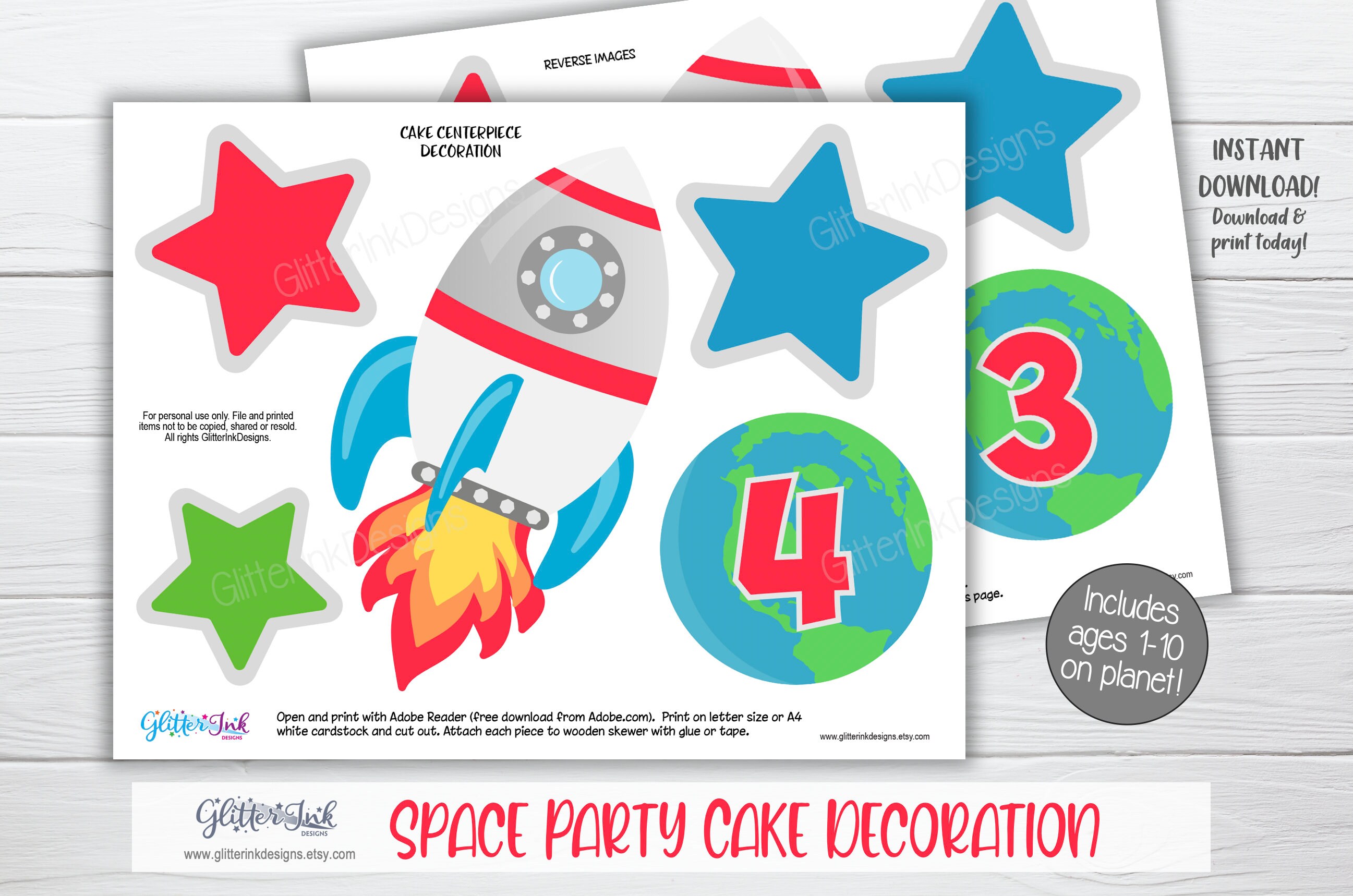 Outer Space Party Printable Cake Topper / Space Centerpiece / | Etsy Canada