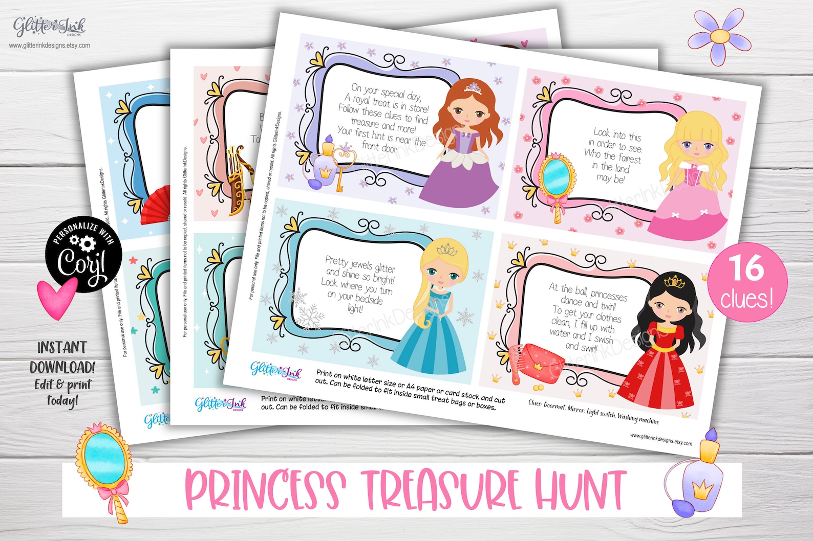 Fairytale Princess Printable Scavenger Hunt Clue Cards for Kids ...