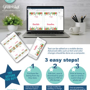 Christmas Table Printable Place Settings / Christmas Decor Editable ...