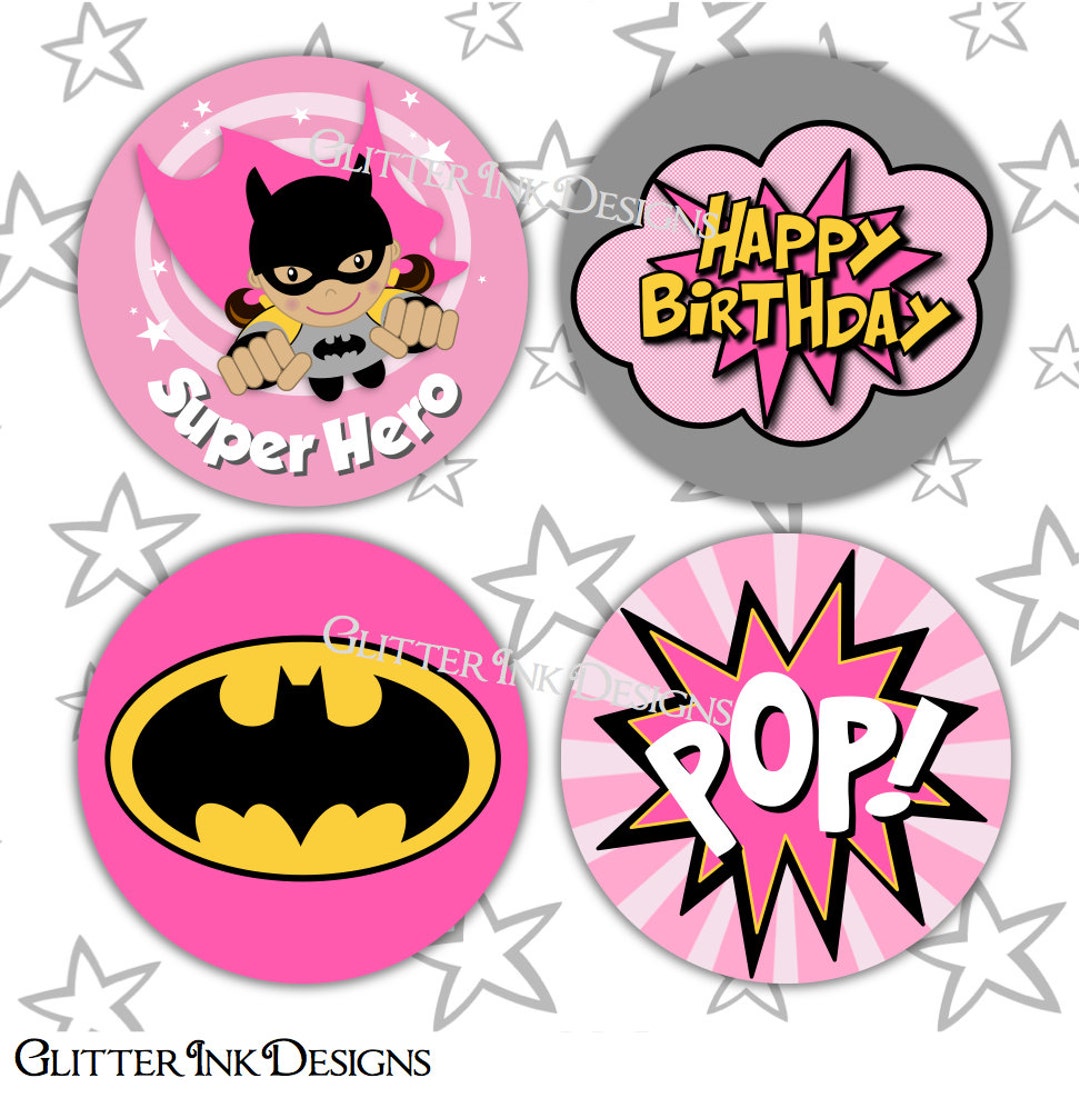 Pink Super Hero Cupcake Toppers / Super Girl Party Favors / Superhero ...