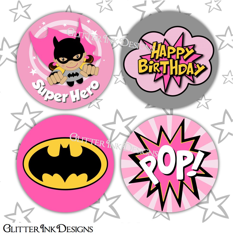 Pink Super Hero Cupcake Toppers / Super Girl Party Favors / - Etsy