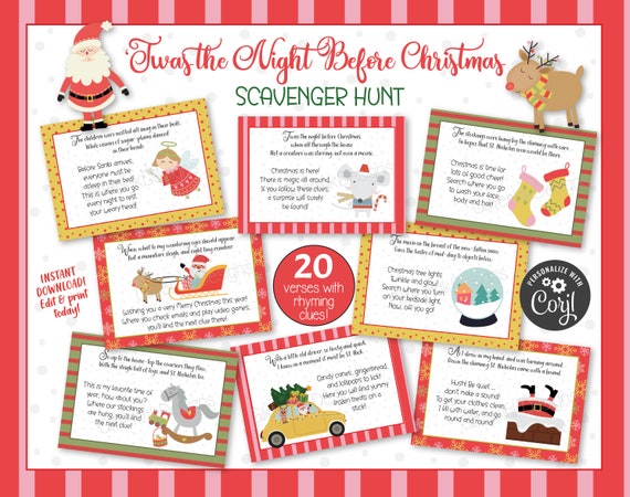 Twas the night before Christmas scavenger hunt / Classic poem with ...