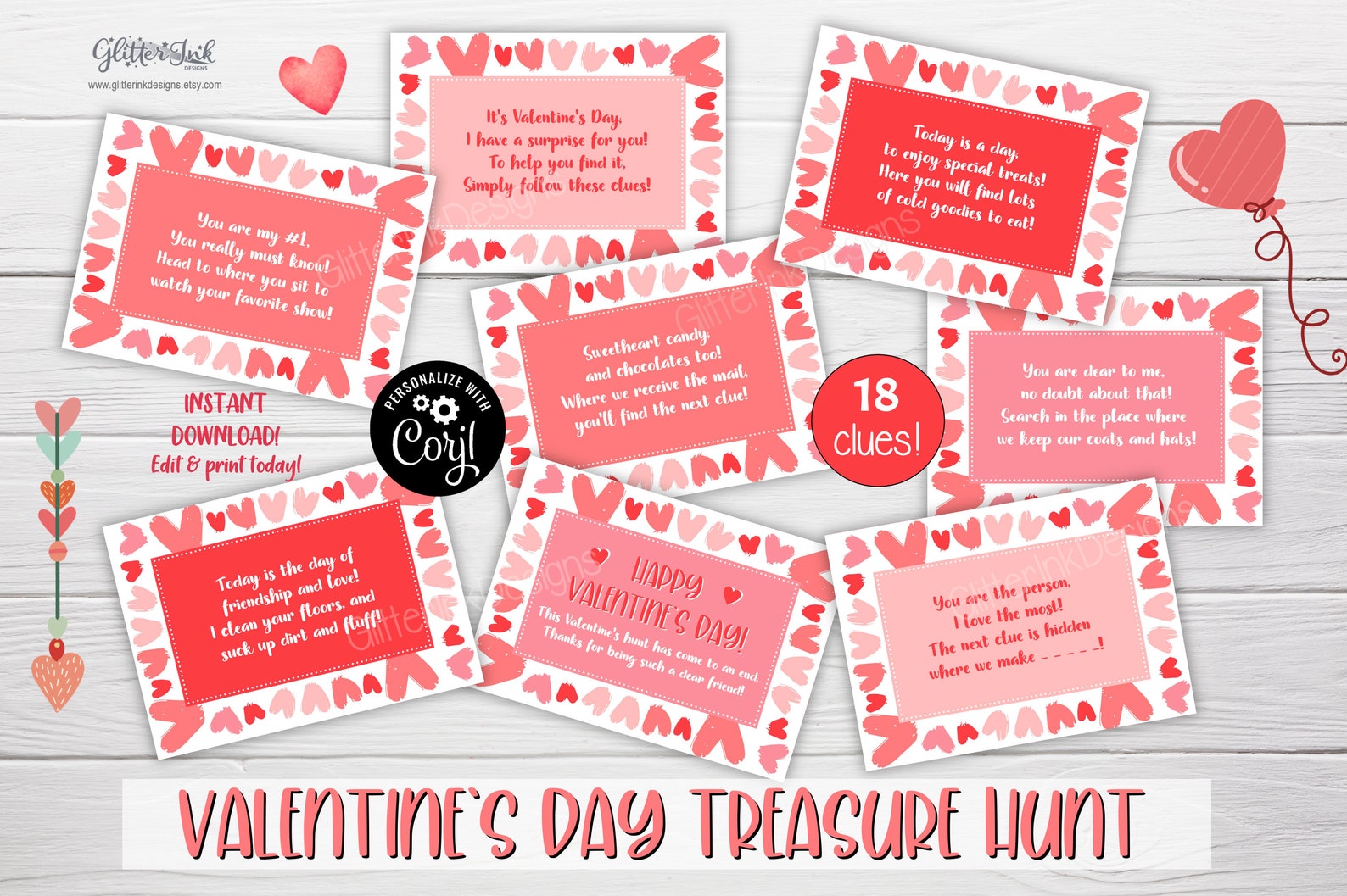 Valentine's Day Scavenger Hunt Clue Cards / Valentines Day - Etsy