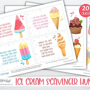 Ice Cream Themed Treasure Hunt Clues for Kids Birthday Party, Popsicle ...