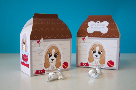 Puppy dog birthday party printable dog house favor box / Dog spa party ...