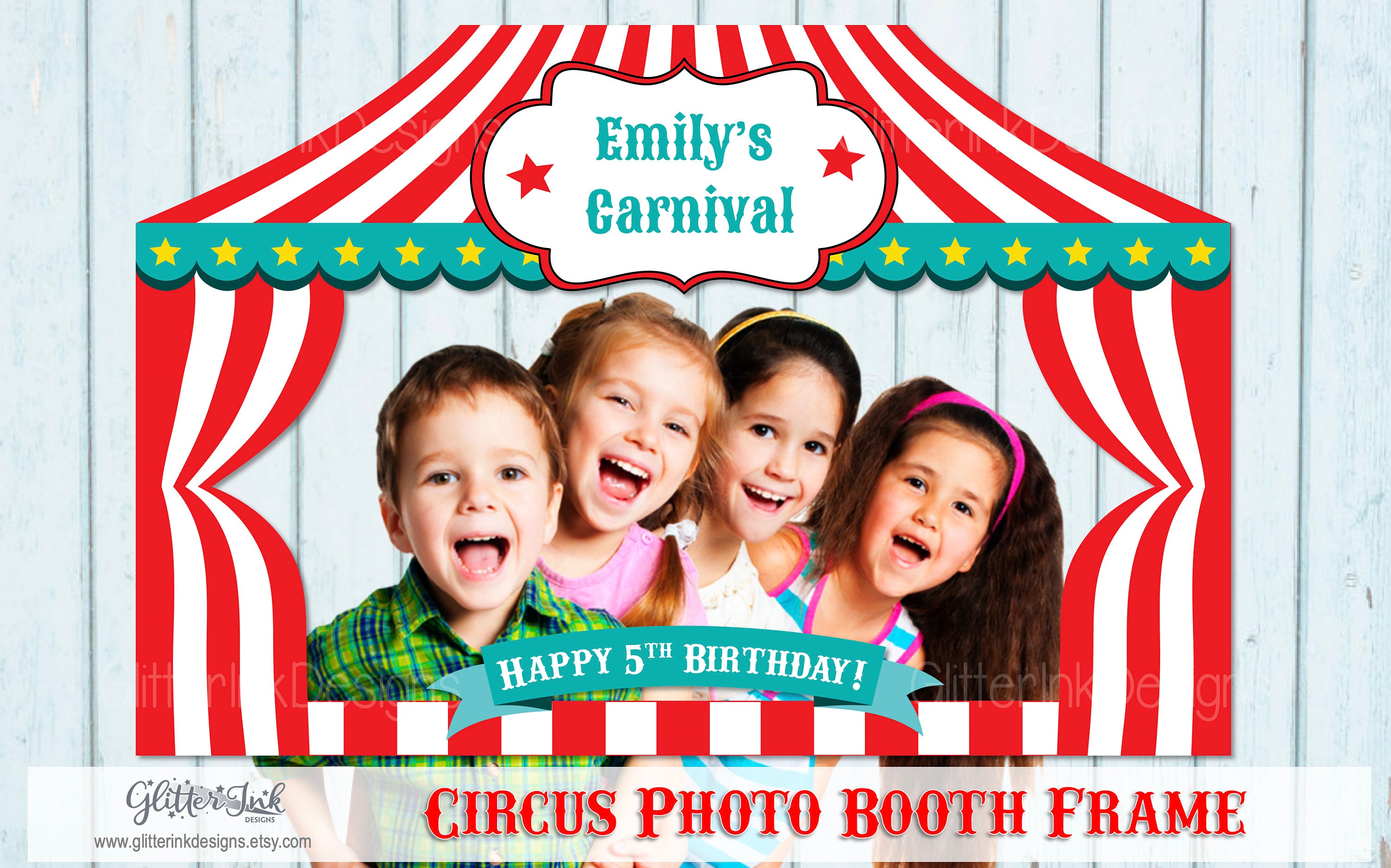 Circus carnival party photo booth frame PDF and PNG | Etsy
