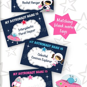Girl Astronaut Name Game / Printable Outer Space Party Game / Rocket ...