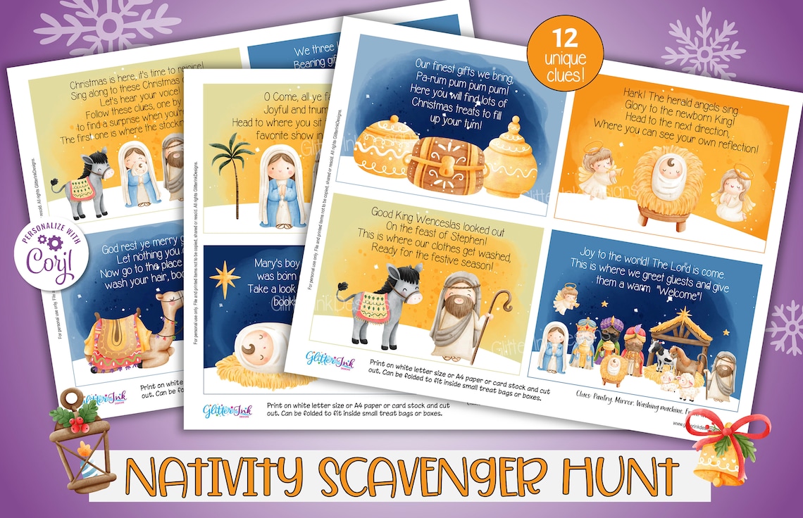 Nativity Scene Christmas Scavenger Hunt Clue Cards / Christmas - Etsy