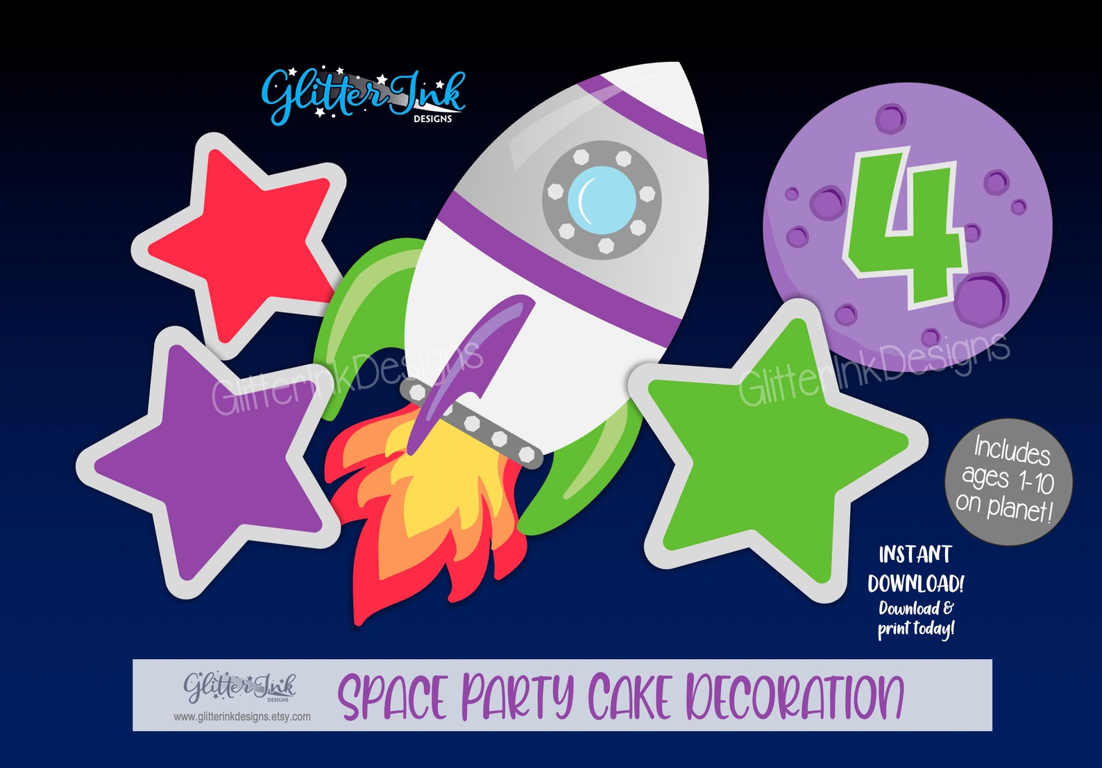 Outer Space Party Printable Cake Topper / Space Centerpiece / - Etsy