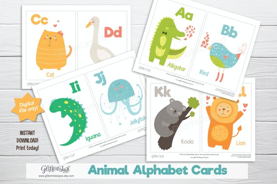 Printable Animal Alphabet Movement Cards Animals Alphabet Flashcard